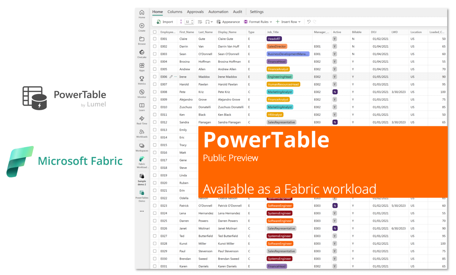 PowerTable: Native Fabric Data App | Lumel
